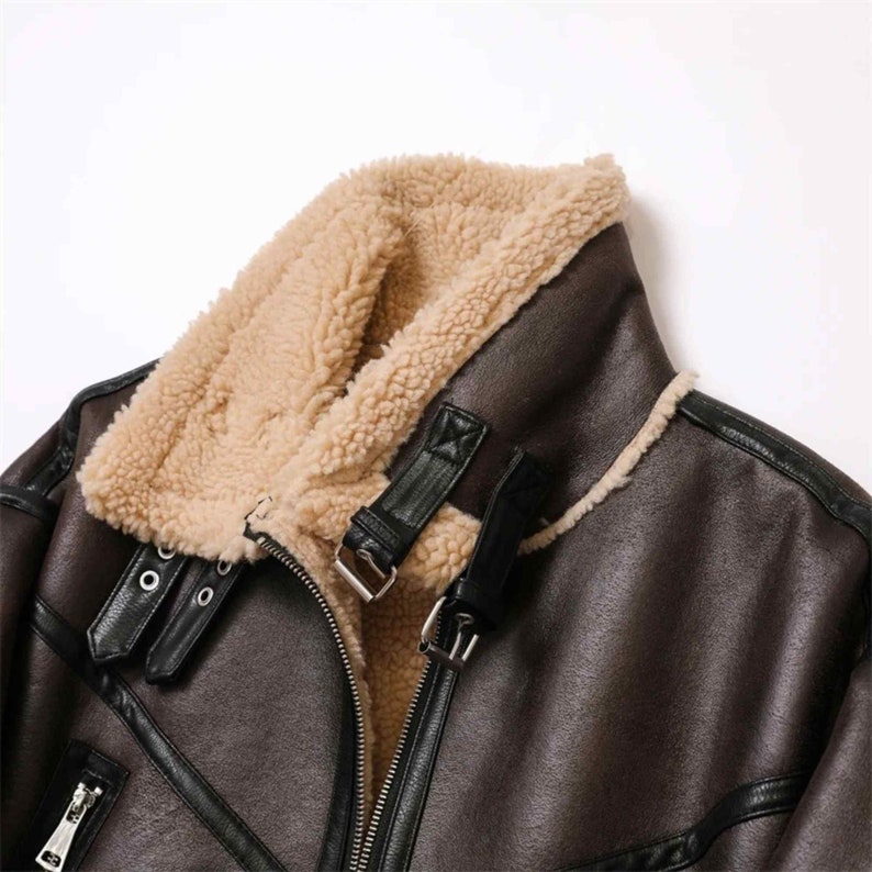 Woman's Fashion Shearling Women Brown Coat Jacket, Shearling Warm ...