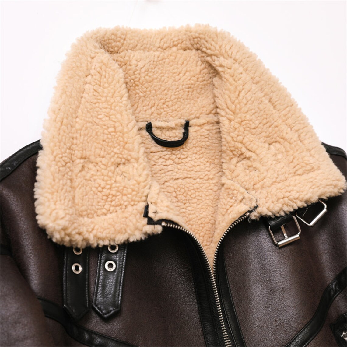 Woman's Fashion Shearling Women Brown Coat Jacket, Shearling Warm ...