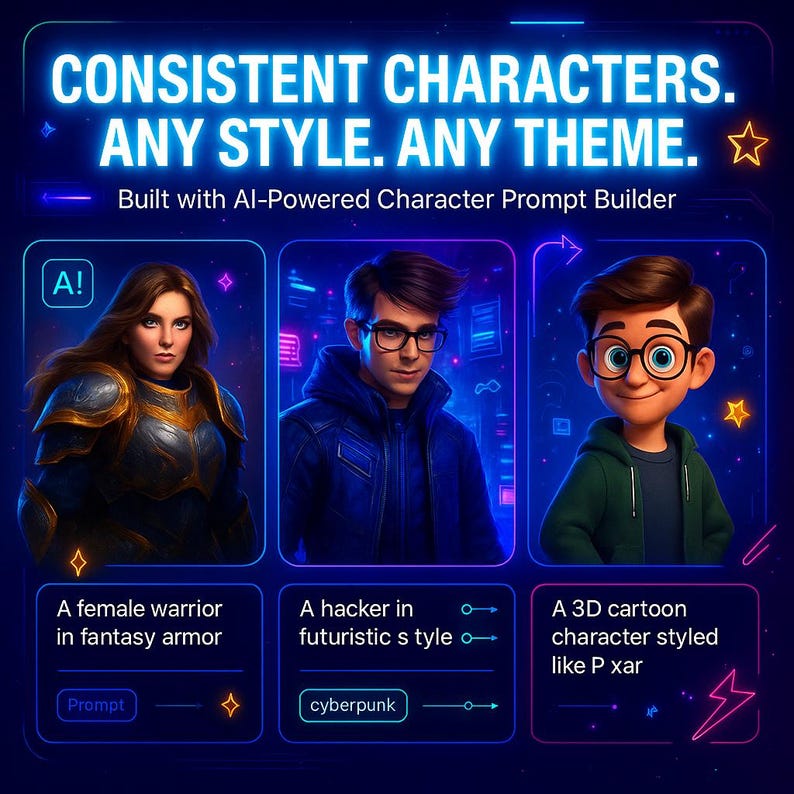 AI Character Prompt Builder - Midjourney Chatgpt DALL-E Character ...