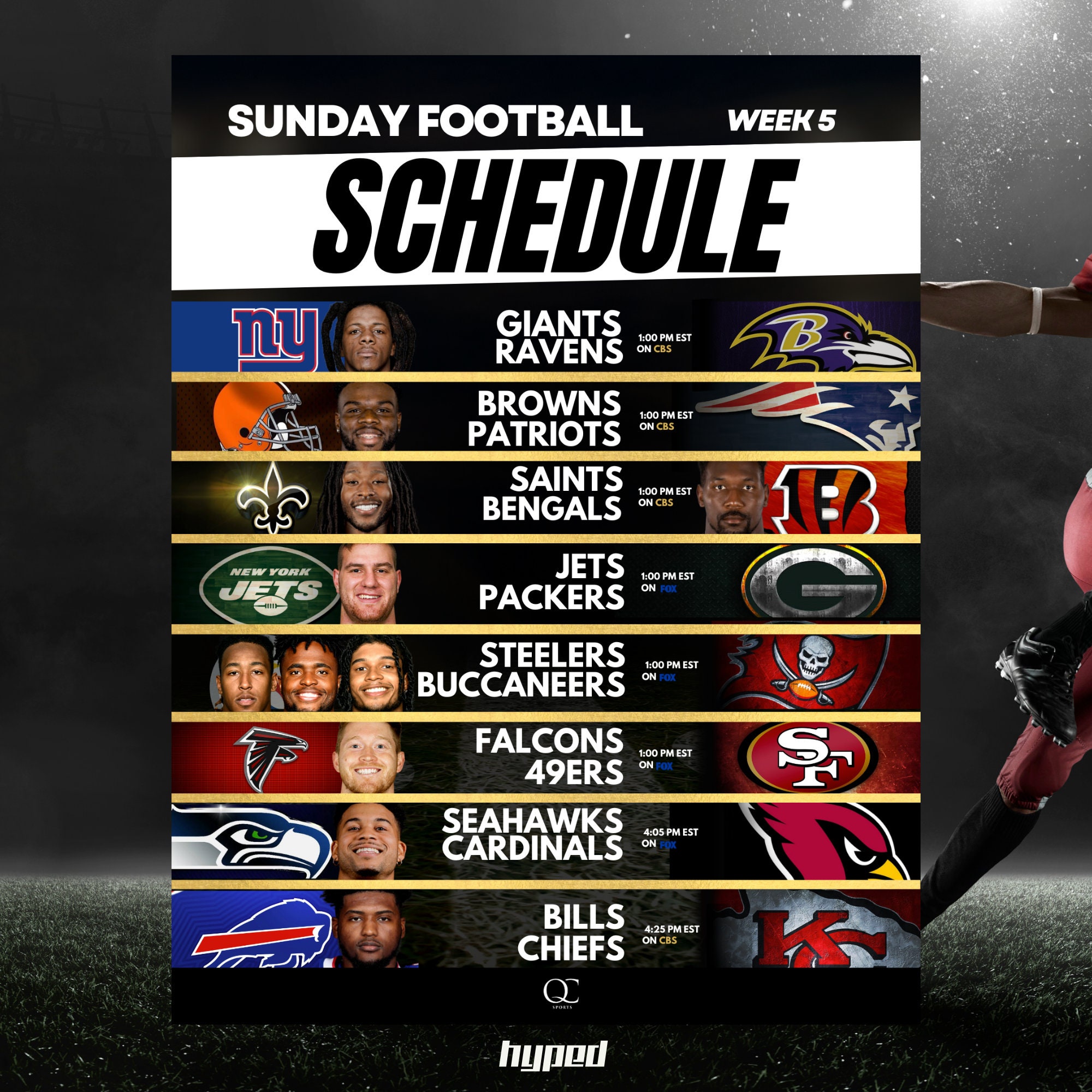 Stadium Lights Customizable Canva Football Schedule Template as Seen on ...