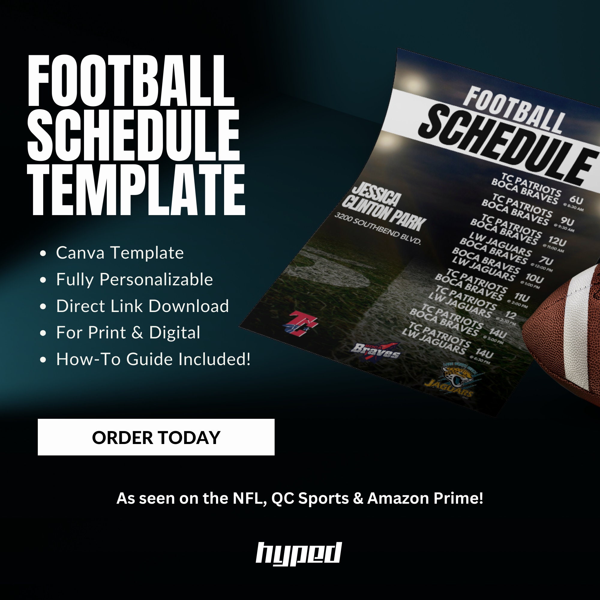 Stadium Lights Customizable Canva Football Schedule Template as Seen on ...