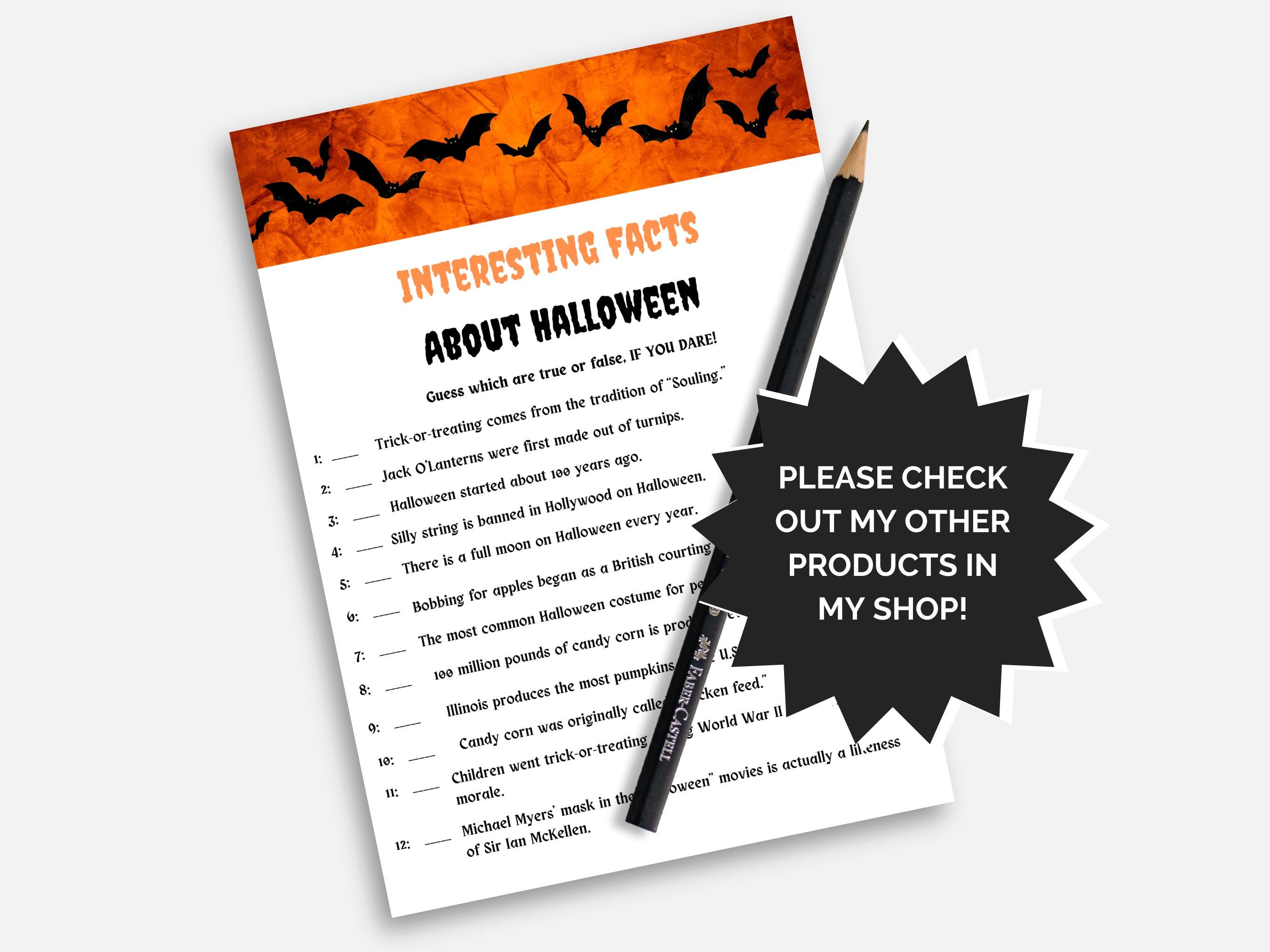 Halloween Trivia Game | Printable Trivia Game | October Trivia ...