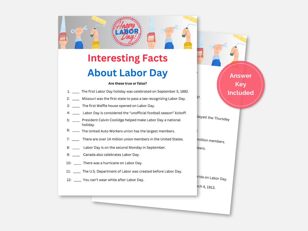 Labor Day Trivia Game | Printable Trivia Game | September Trivia ...