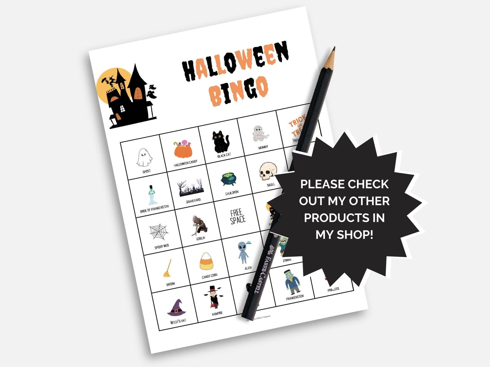 50 Halloween Bingo Cards | Printable Bingo Cards | Printable Bingo Game ...