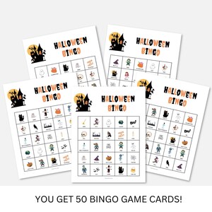 50 Halloween Bingo Cards | Printable Bingo Cards | Printable Bingo Game ...