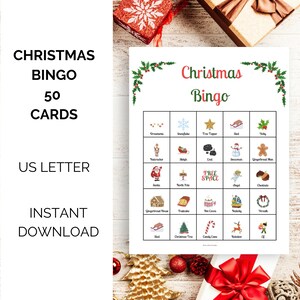 50 Christmas Bingo Cards | Printable Bingo Cards | Printable Bingo Game ...