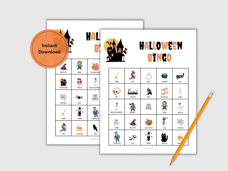 50 Halloween Bingo Cards | Printable Bingo Cards | Printable Bingo Game ...