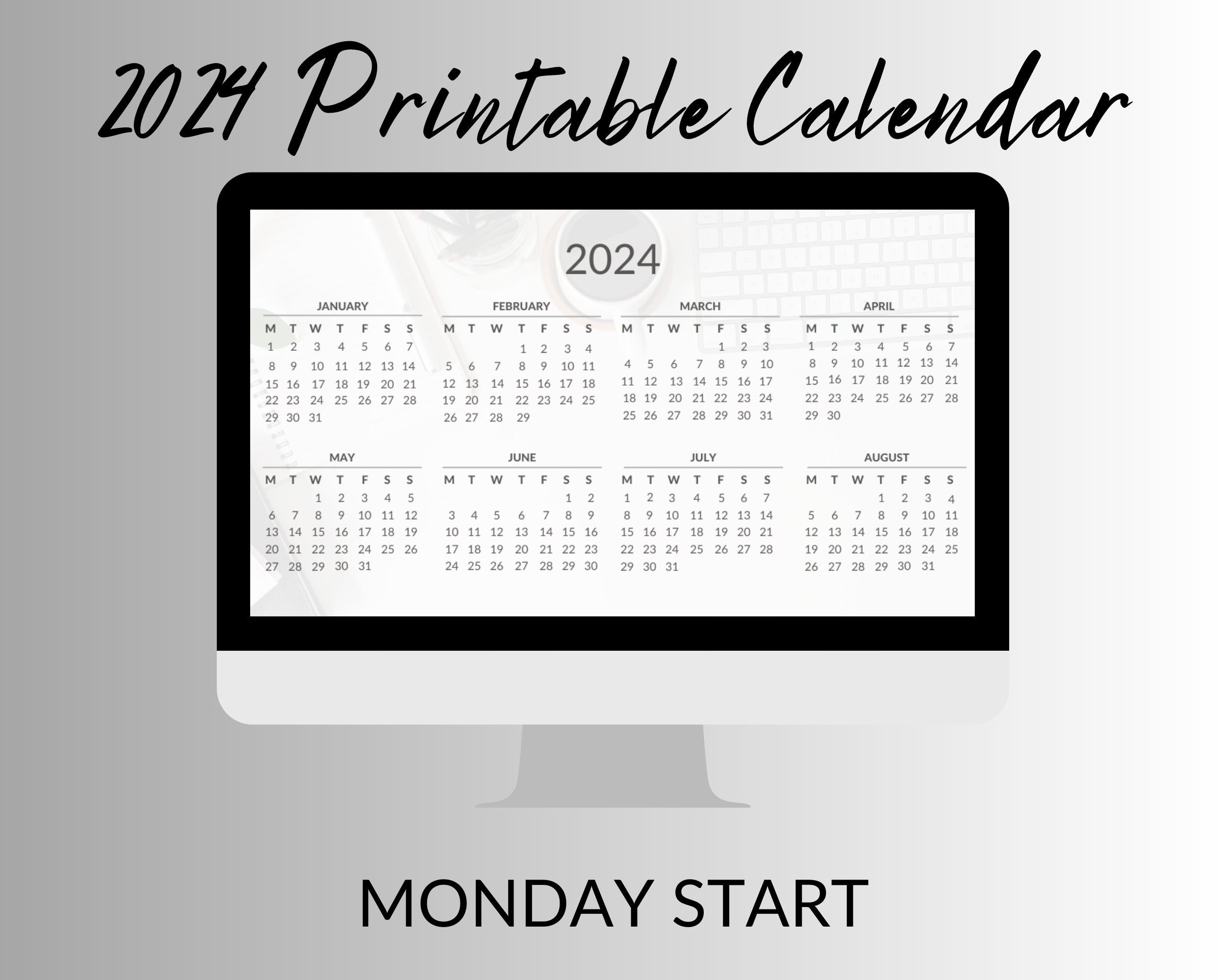 2024 PDF Printable Calendar 2024 Printable Monthly Calendar 2024