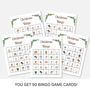 50 Christmas Bingo Cards | Printable Bingo Cards | Printable Bingo Game ...