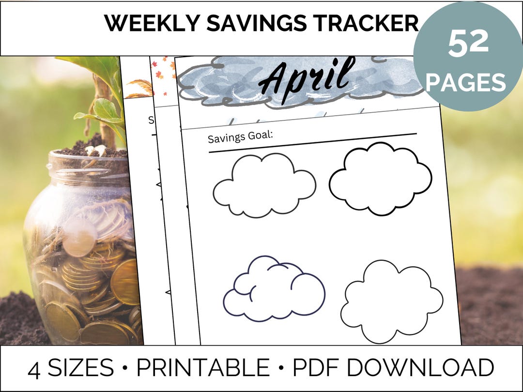 Weekly Savings Goal Tracker | Printable Savings Chart | Instant ...