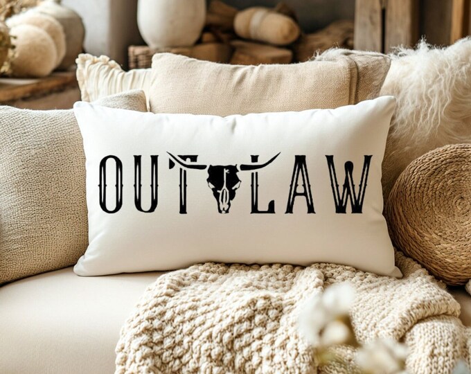 Outlaw Western Pillow Rustic Cowboy Pillow Rodeo Bedroom Decor Western ...