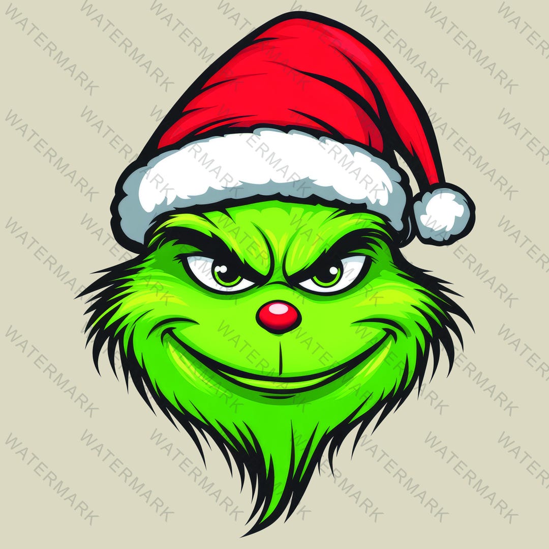 Grinch Face PNG: Christmas Design (instant Download) - Etsy