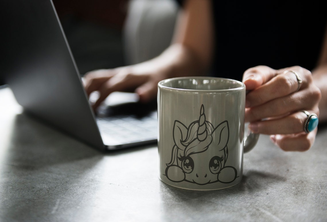 Peeking süßes Einhorn SVG PNG, Einhorn Clip Art, Einhorn Kawaii SVG ...