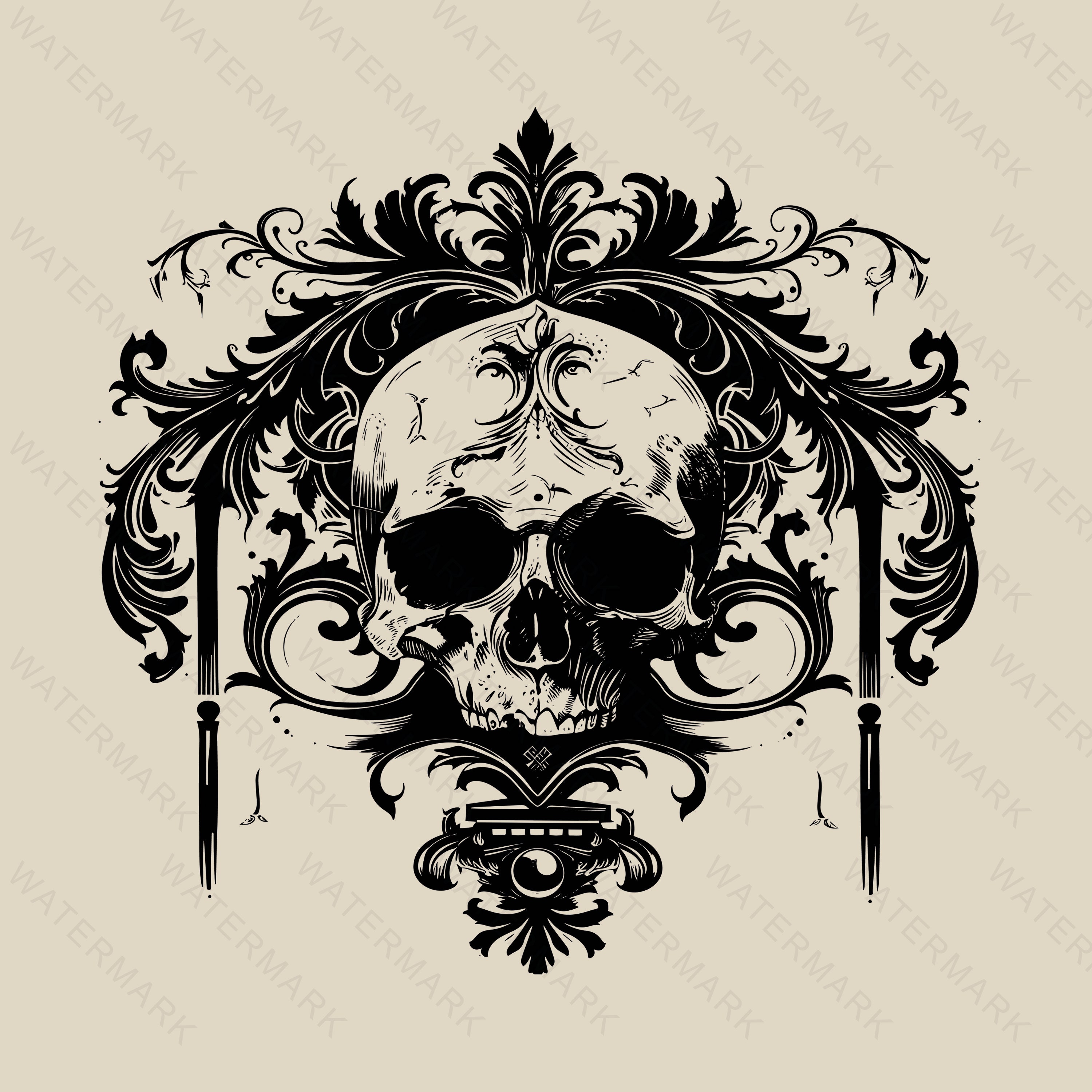 Skull Svg File, Skull Vector, Skull Svg Vector Silhouette, Sugar Skull ...