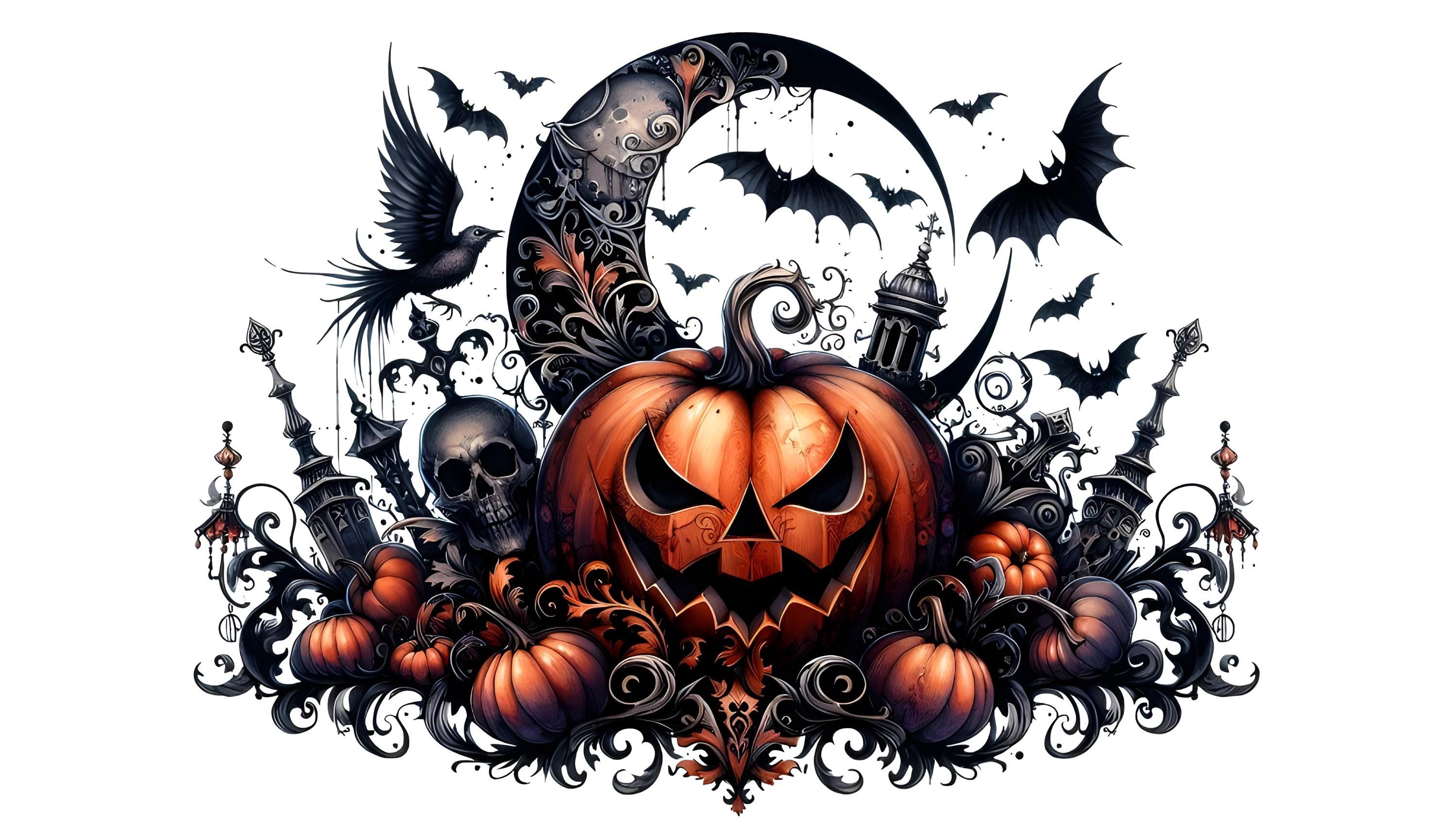 Gothic Pumpkin Png, Halloween Clip Art, Black and Orange Png ...