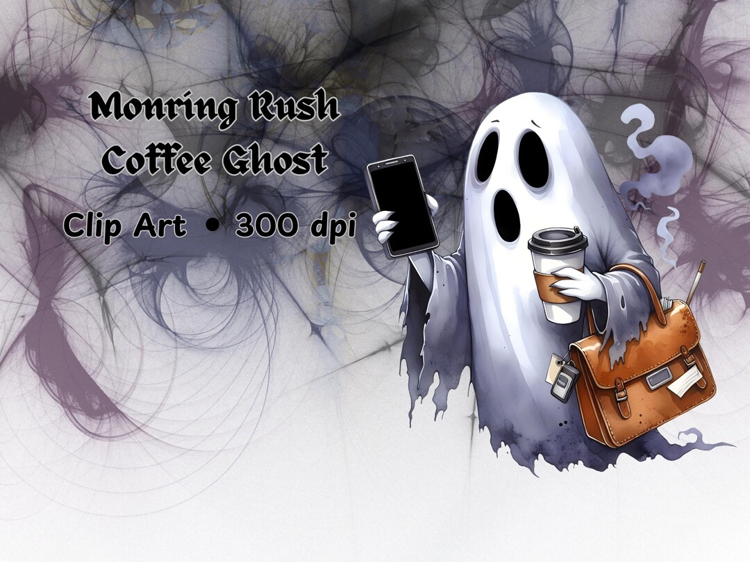 Morning Rush Coffee Ghost Png, Scary Coffee Ghost, Autumn Png, Morning ...