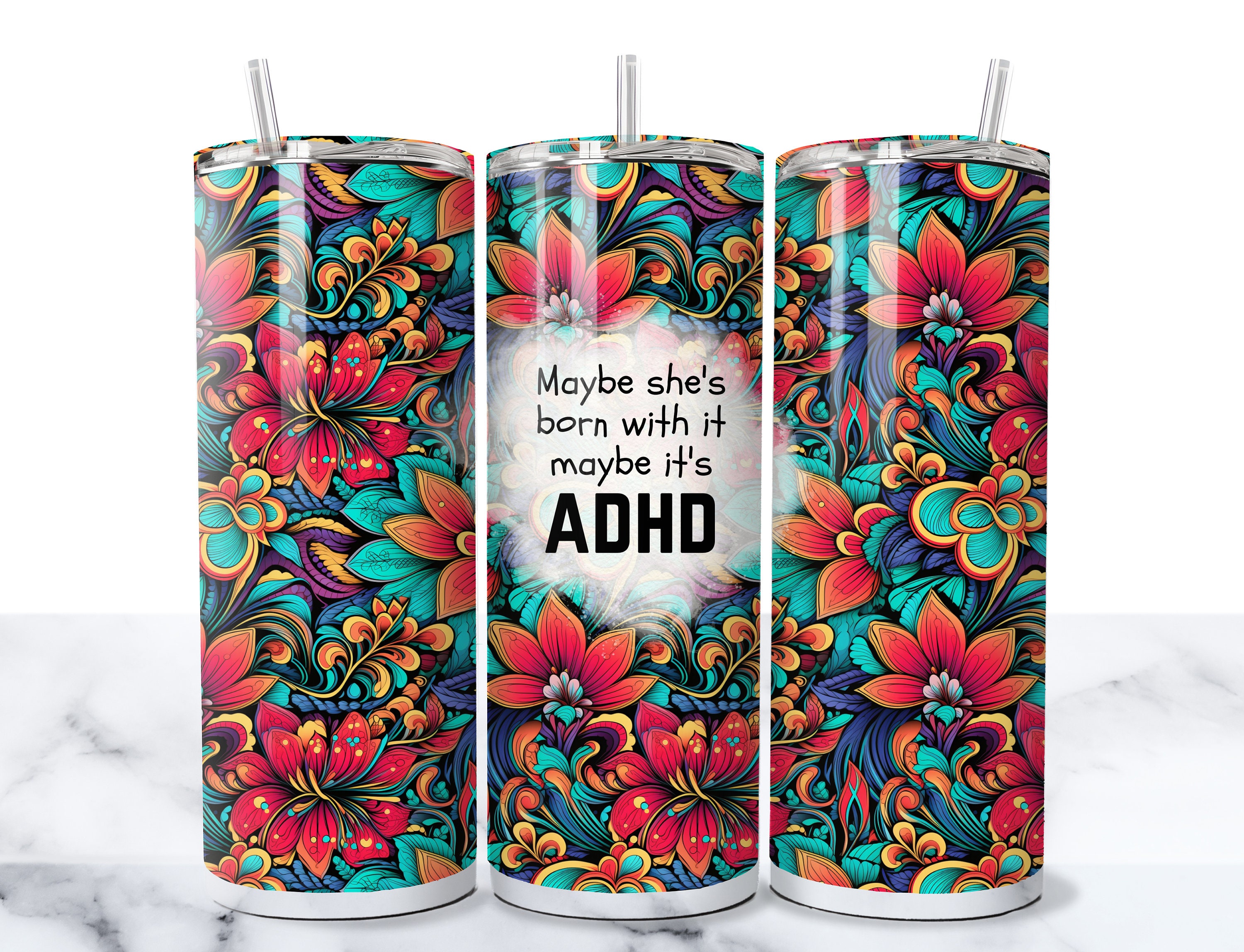 ADHD Bundle 20 Oz Skinny Tumbler PNG, Tumbler Bundle Downloads, ADHD ...