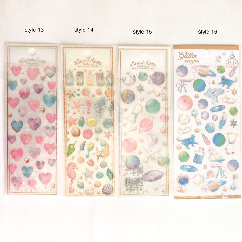 Kawaii Glitter Epoxy 3D Stickers, Resin Gel Stickers, Cute Shiny ...