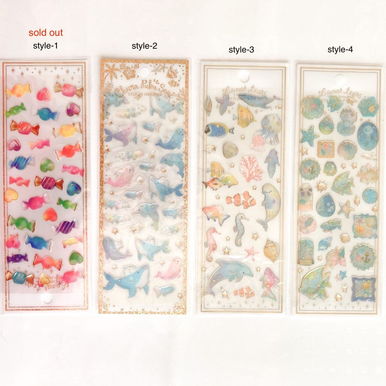 Kawaii Glitter Epoxy 3D Stickers, Resin Gel Stickers, Cute Shiny ...