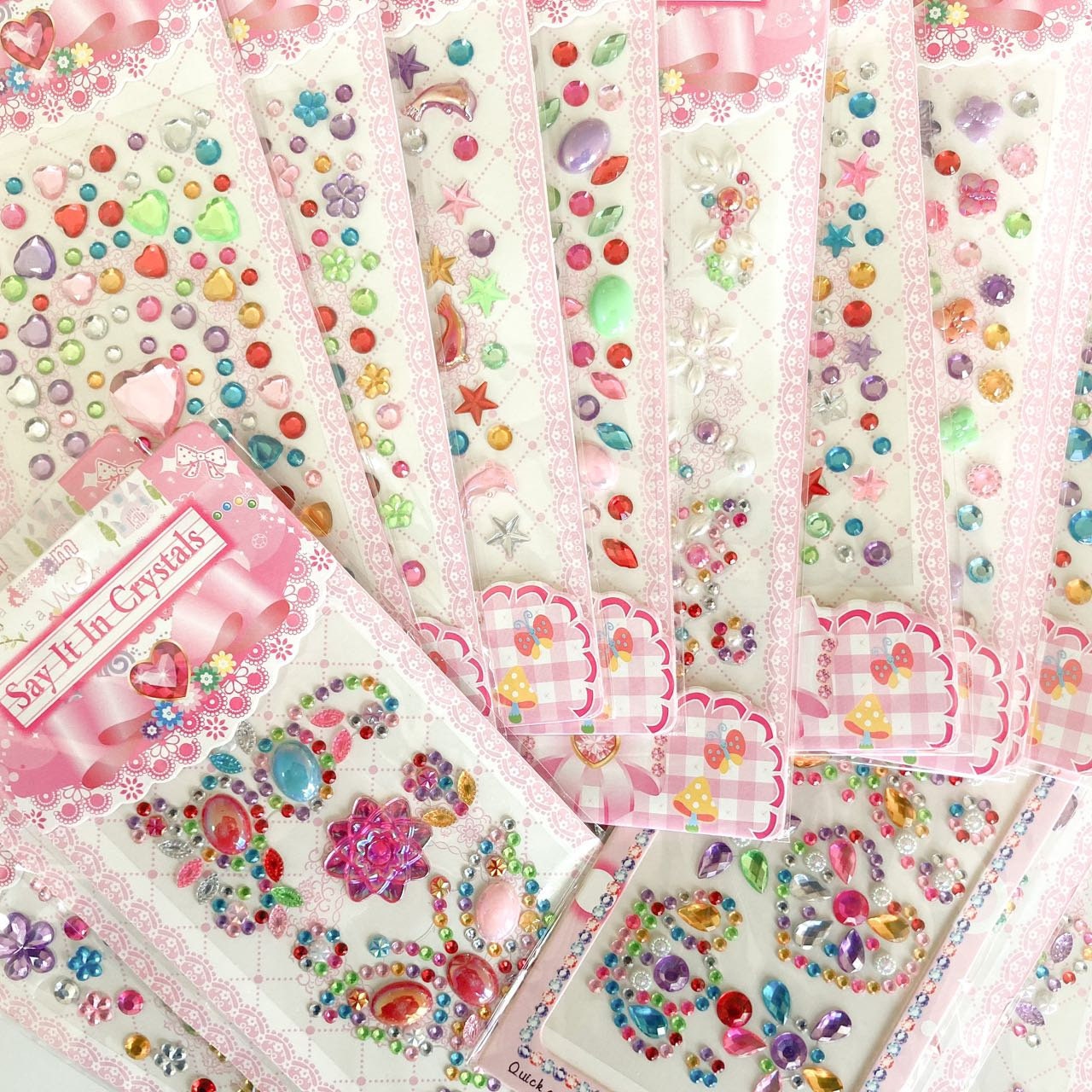 3D Glitter Shiny Stickers, Gem Diamond Stickers Rhinestone Crystal ...