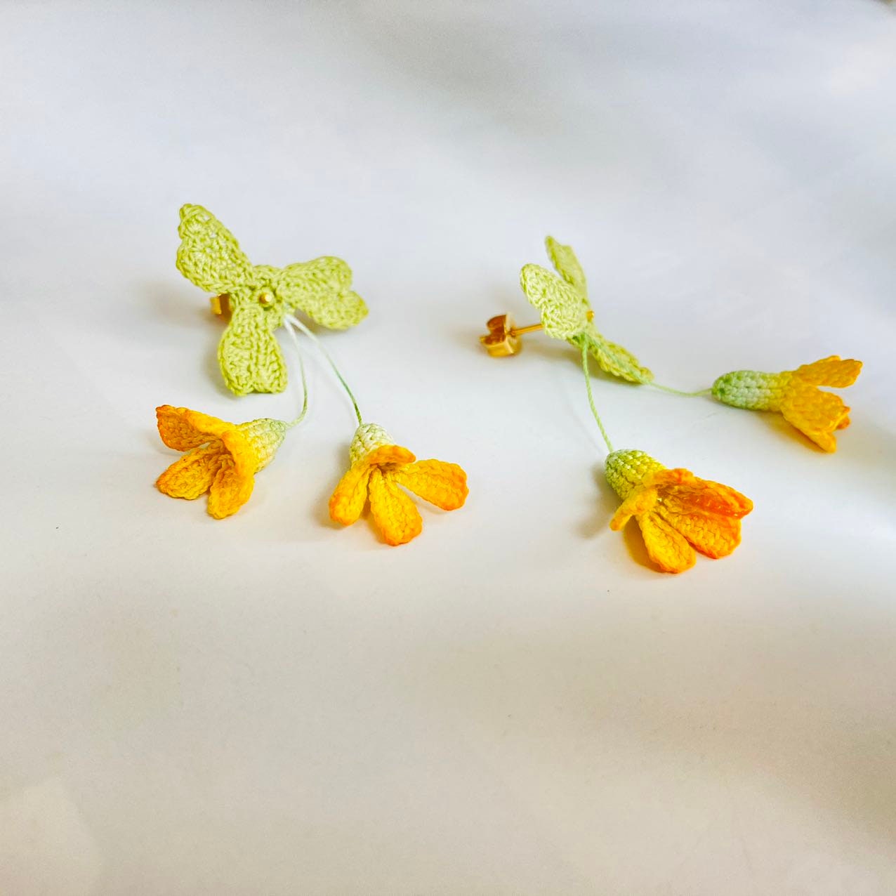 Handmade Micro Crochet Earrings Knitting Handmade Jewelry Flower Dangle ...