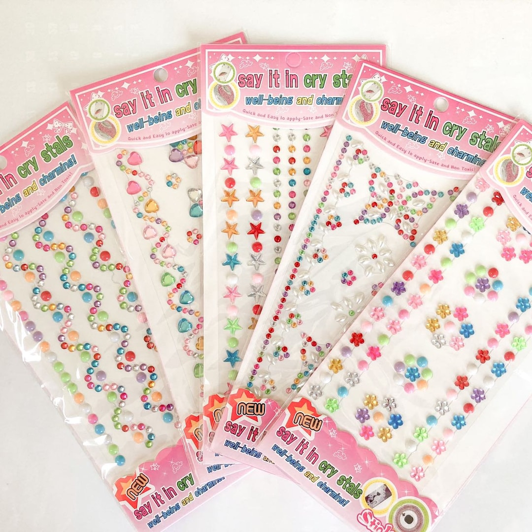 3D Rhinestone Glitter Shiny Stickers, Mix Colorful Gems, Acrylic Self ...
