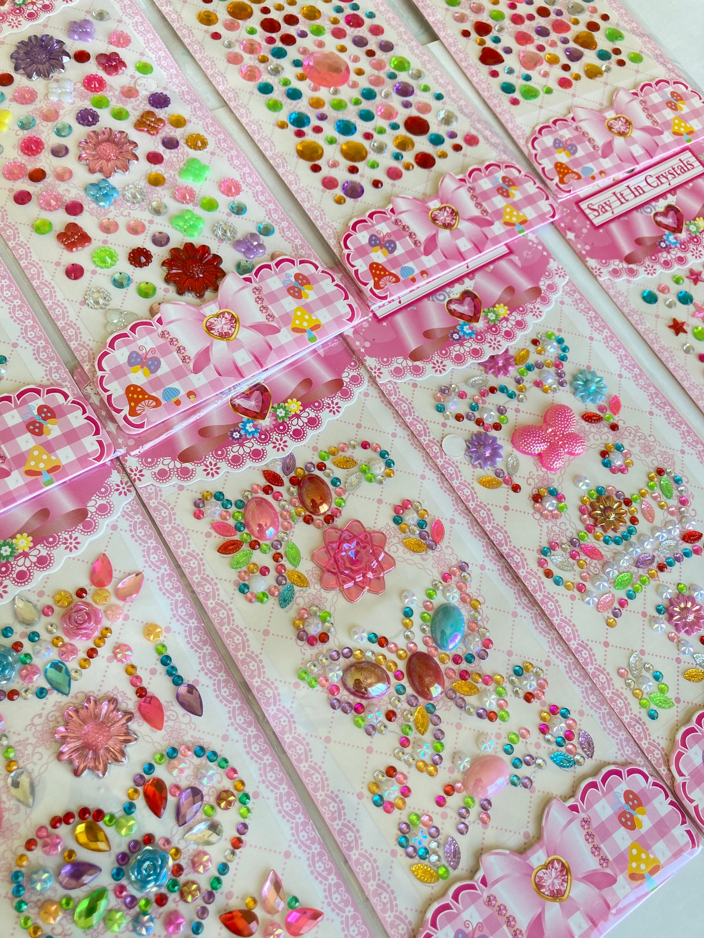 3D Glitter Shiny Stickers, Gem Diamond Stickers Rhinestone Crystal ...