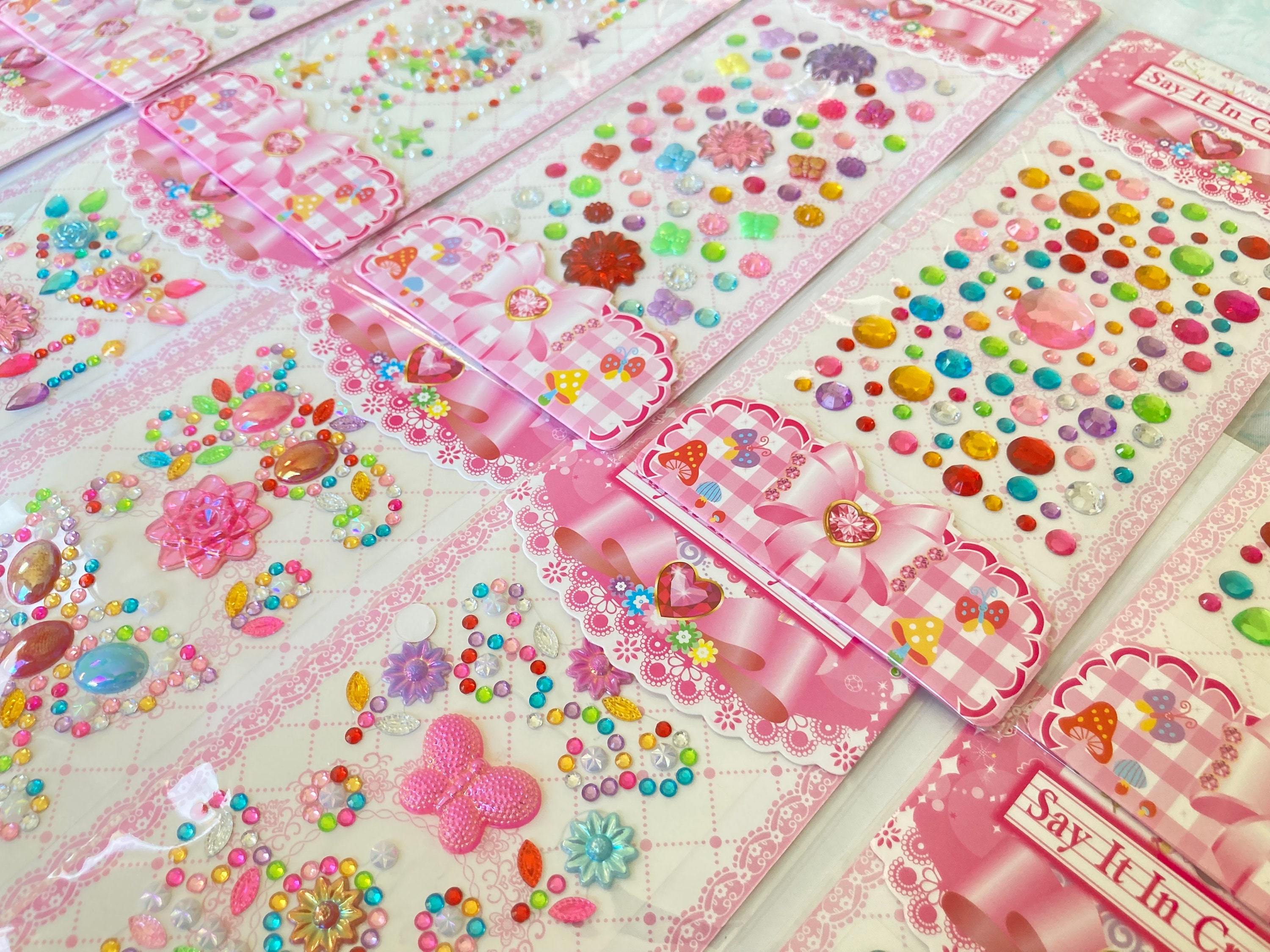 3D Glitter Shiny Stickers, Gem Diamond Stickers Rhinestone Crystal ...