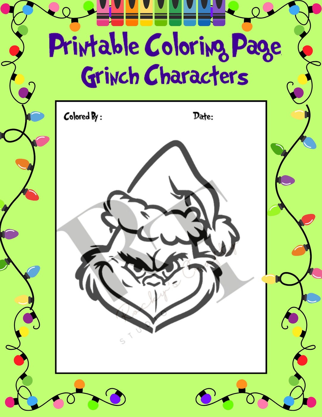 Christmas Grinch Coloring Page Grinchmas Party Digital Download - Etsy