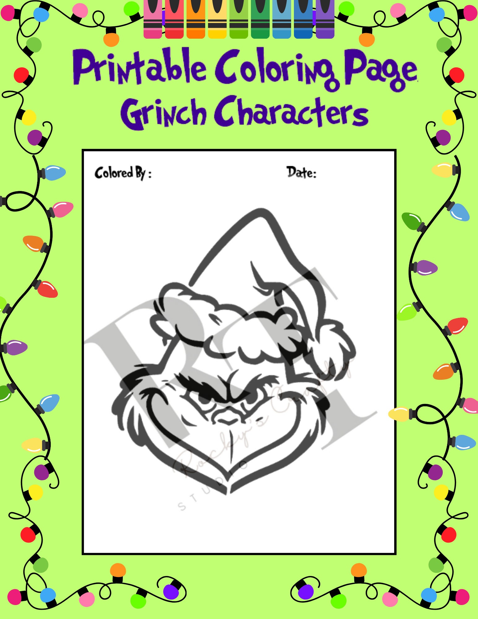 Christmas Grinch Coloring Page Grinchmas Party Digital Download - Etsy
