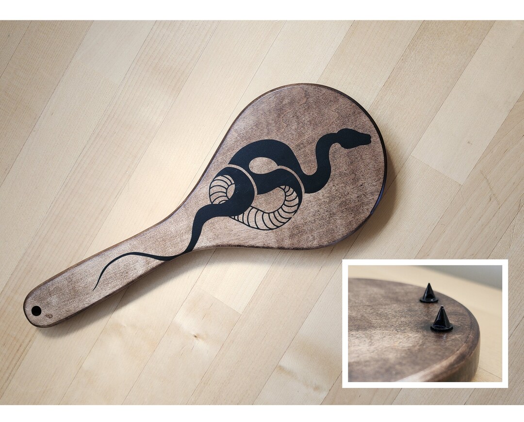Spiked Hand Mirror Paddle Serpent Inlay With Fangs Black - Etsy