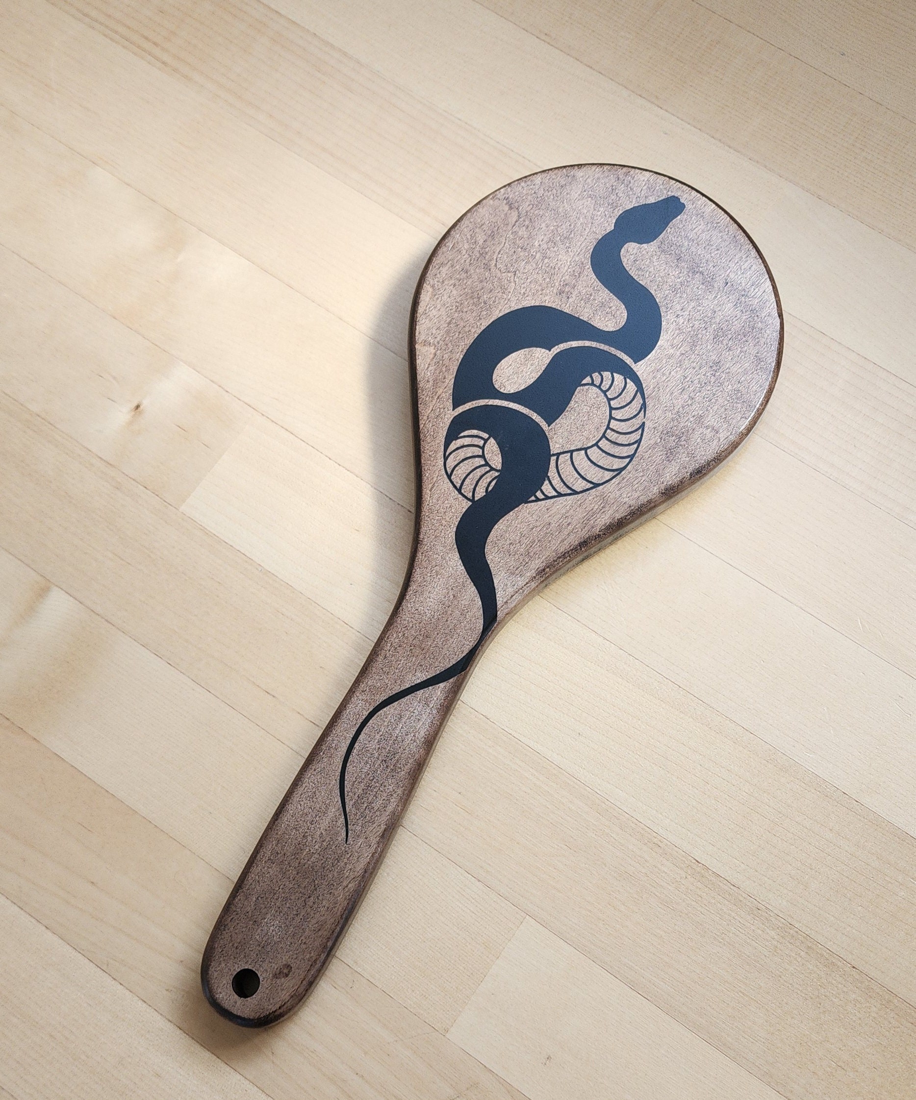 Spiked Hand Mirror Paddle Serpent Inlay With Fangs Black - Etsy