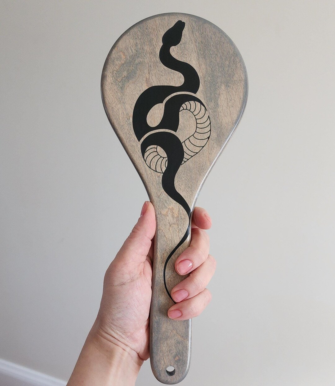 Spiked Hand Mirror Paddle - Serpent Inlay With Fangs - Black - Etsy