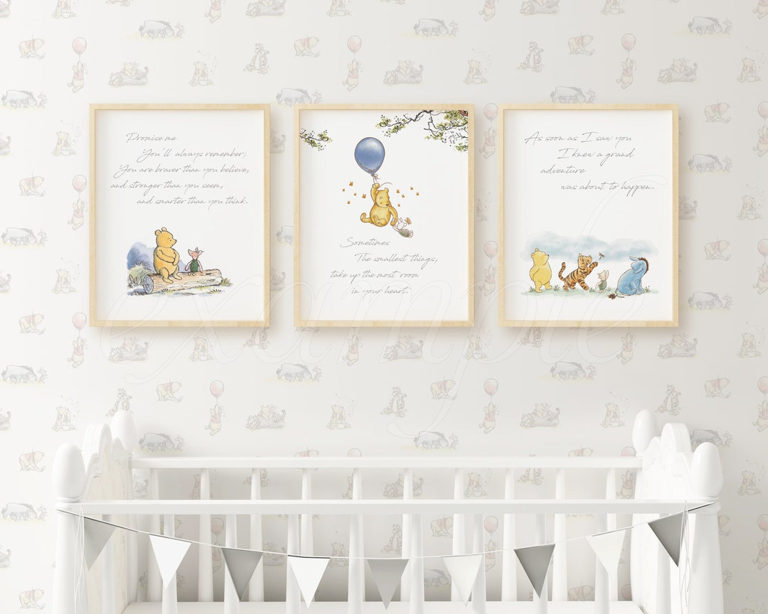 Classic Winnie the Pooh Nursery Decor, Set of 3 Pooh Quote Prints W04 ...