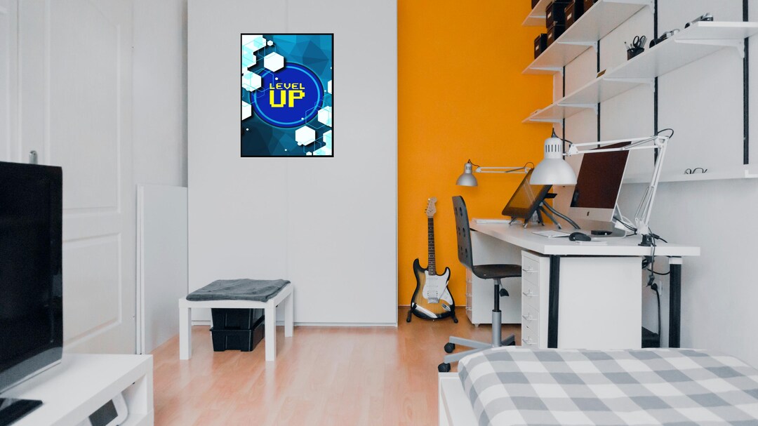 Retro 8 Bit level Up Video Game on Matte Vertical Poster - Etsy