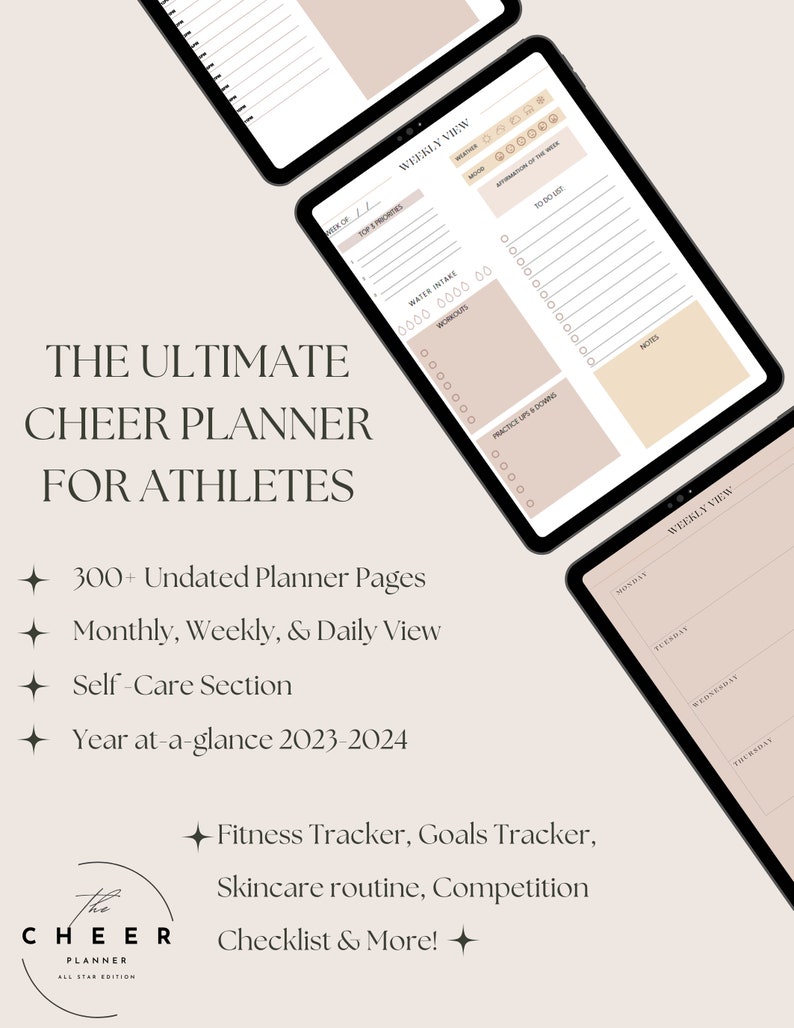 The Ultimate CHEERLEADER Digital Planner - 300+ Undated Yearly, Monthly ...