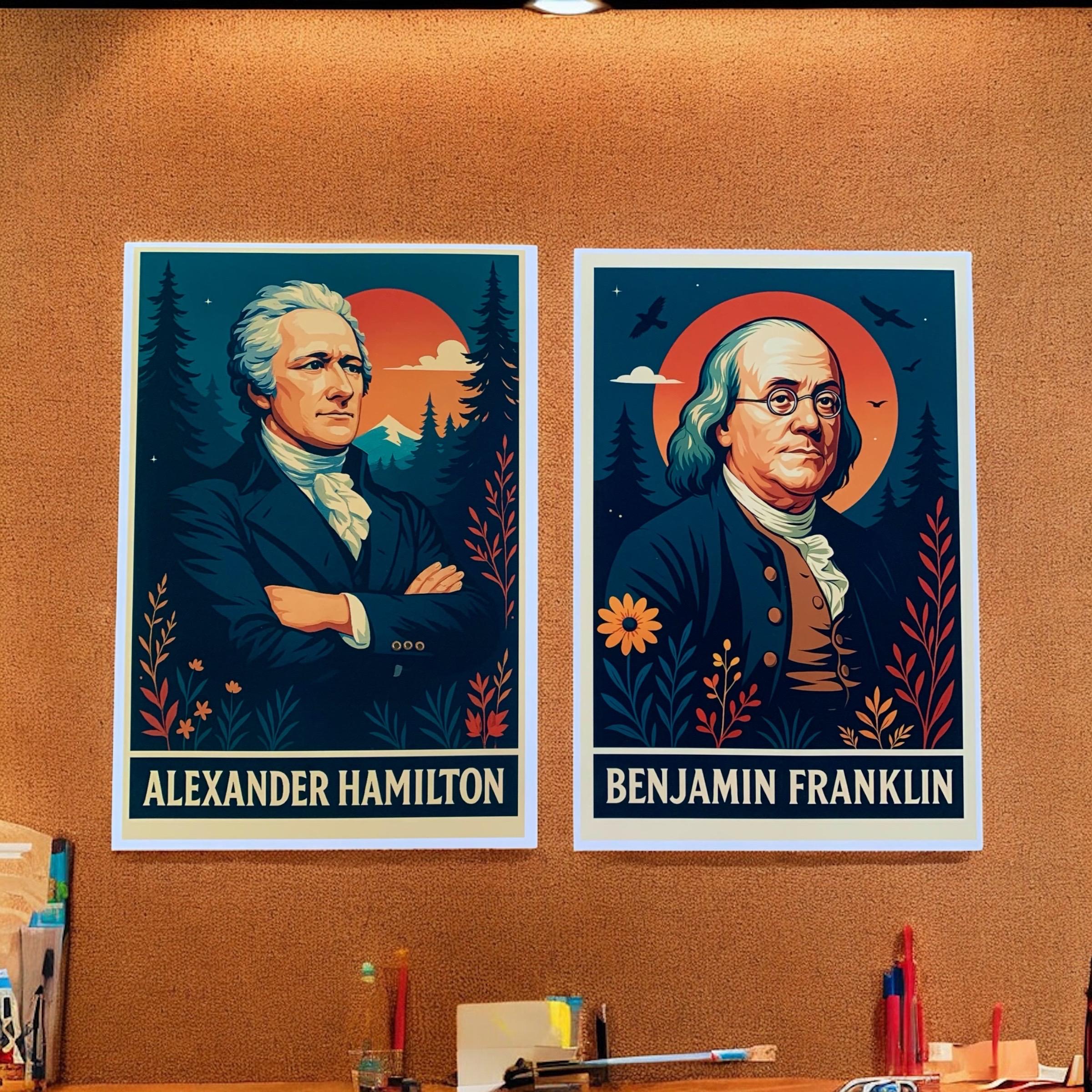 Founding Fathers Art Print Set: Retro American History Classroom Decor ...