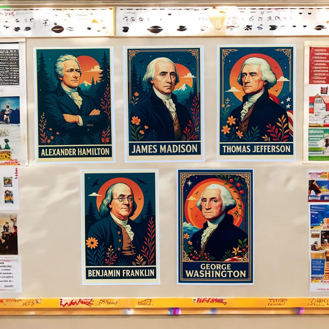 Founding Fathers Art Print Set – Washington, Hamilton, Jefferson ...