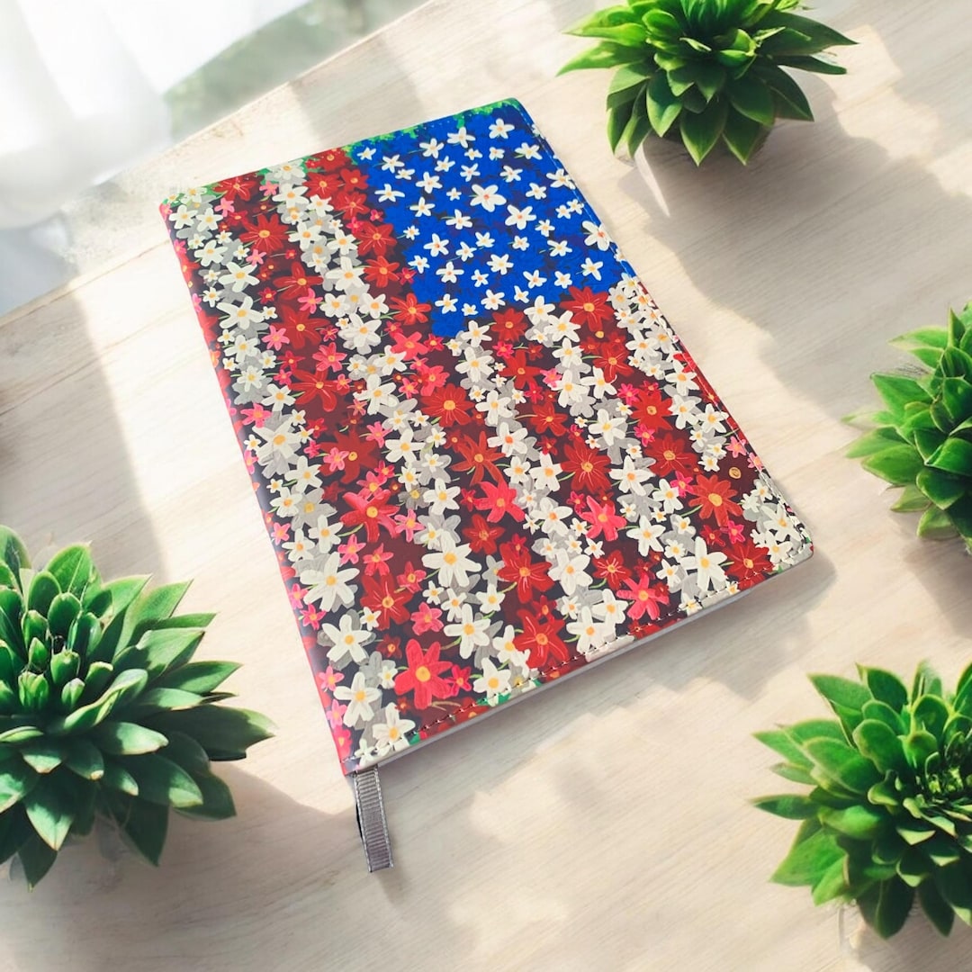 American Flag Floral Notebook – Patriotic Journal for Women | USA ...