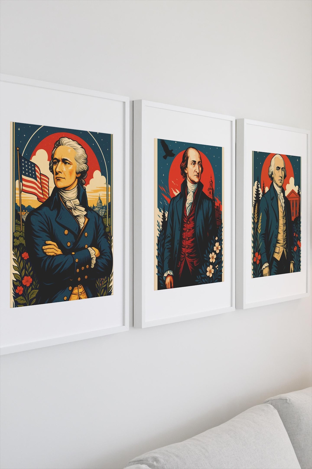 Founding Fathers Wall Art Set of 3 – American History Prints, Patriotic ...