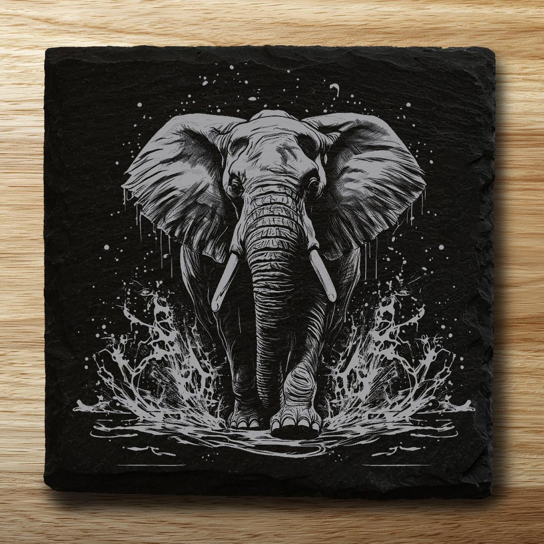 Elephant Slate Coaster | Engraved Slate Coasters | Housewarming ...