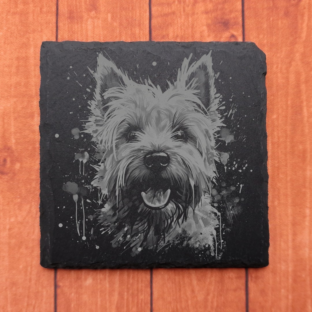 Slate Coaster, Coaster, Gift, Engraved, Birthday, Dog, Westie, Paint ...