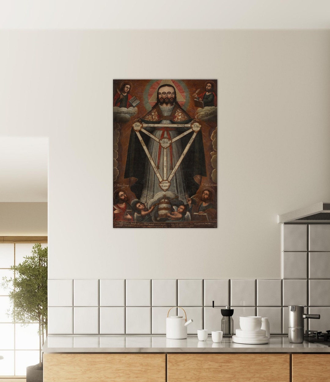 Anonymous Cusco School - Trifacial Trinity (1750 - 1770), Canvas Print ...
