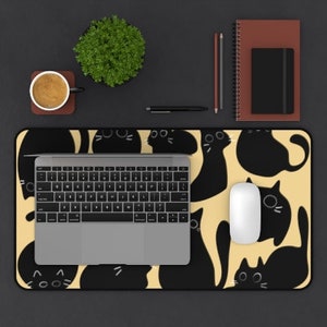 Black Cat Desk Mat Cute Desk Mat Large Mousepad Anime Desk Mat Desk Pad ...