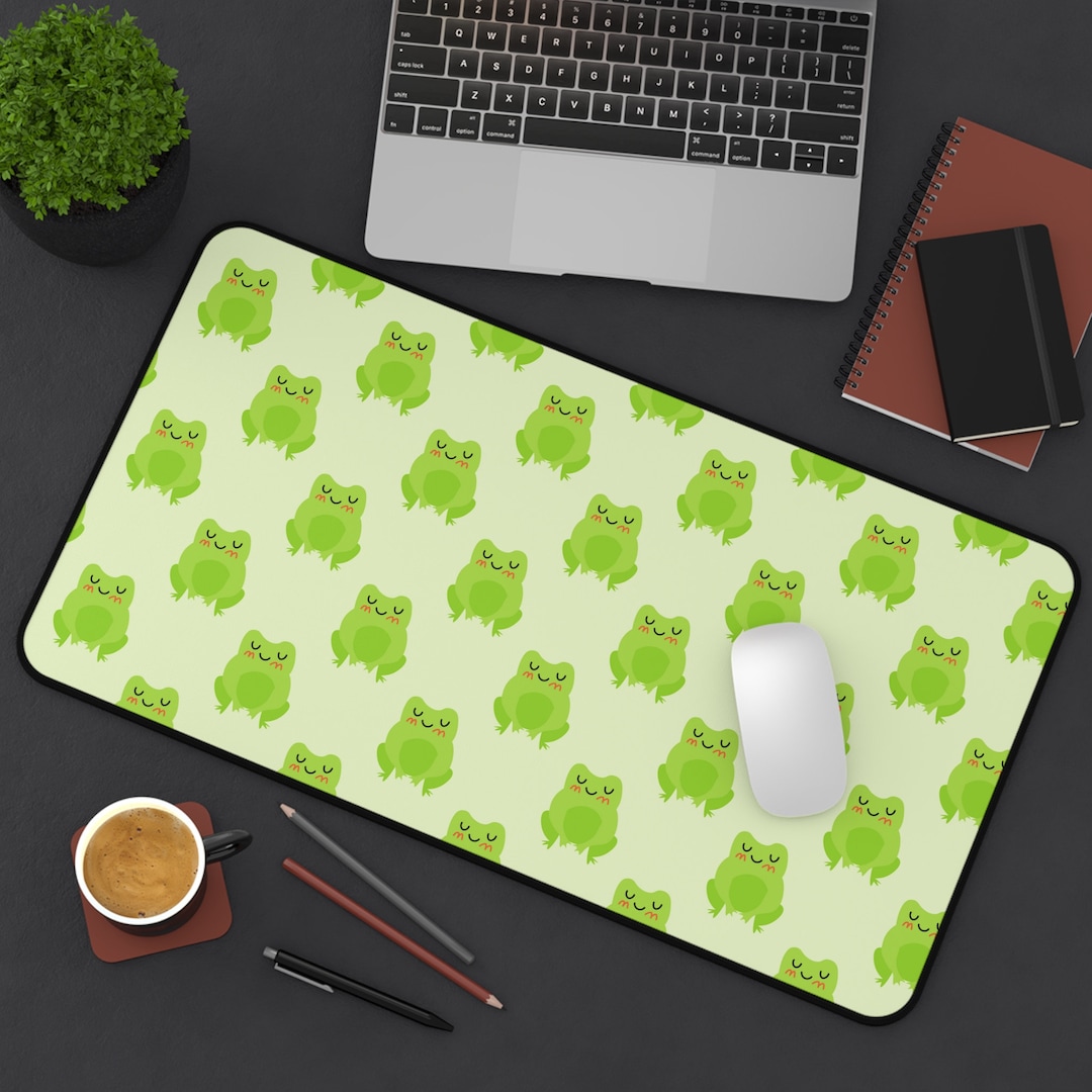Frog Desk Mat Froggy Green Desk Mat Kawaii Gaming Mouse Pad Cute Frog ...