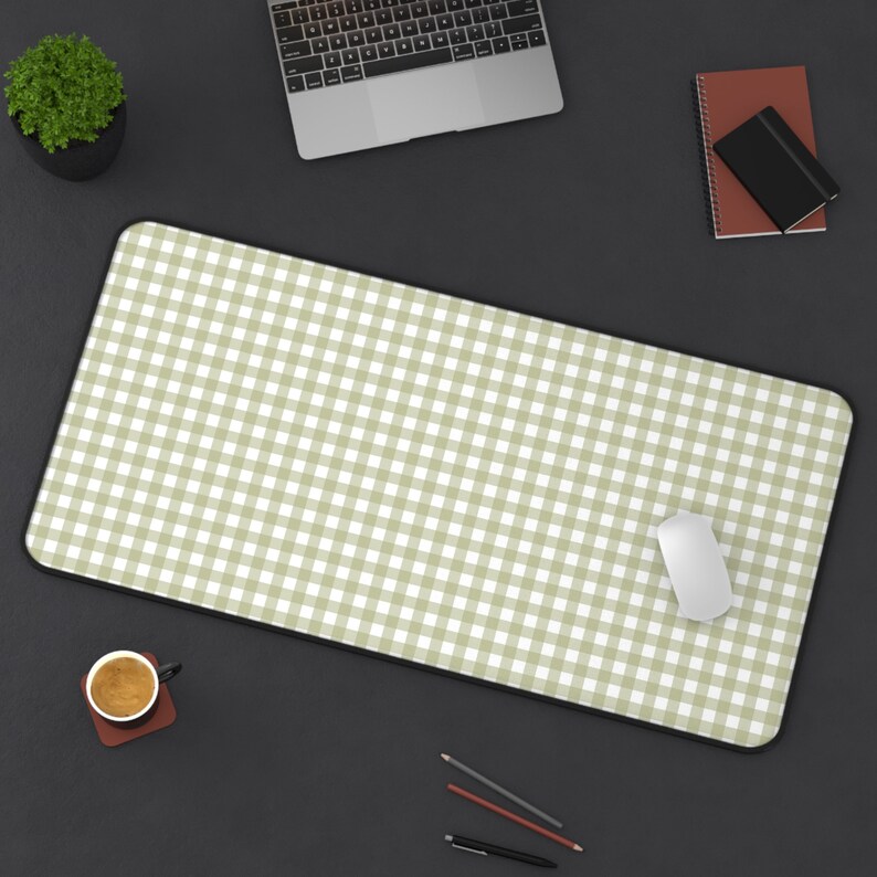 Green Desk Mat Gingham Check Large Mouse Pad Checkered Desk Mat Green ...