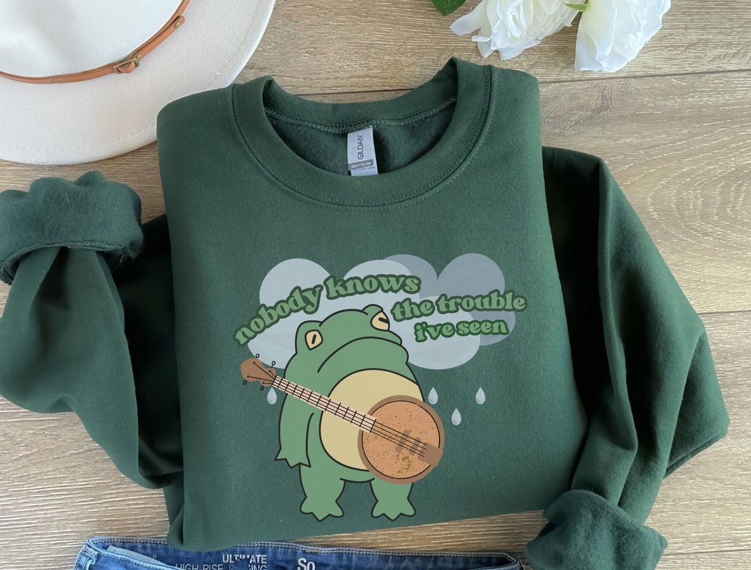 The Trouble I've Seen Frog Sweatshirt Funny Crewnecks Froggy Funny ...