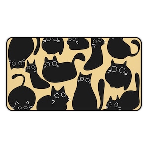 Black Cat Desk Mat Cute Desk Mat Large Mousepad Anime Desk Mat Desk Pad ...