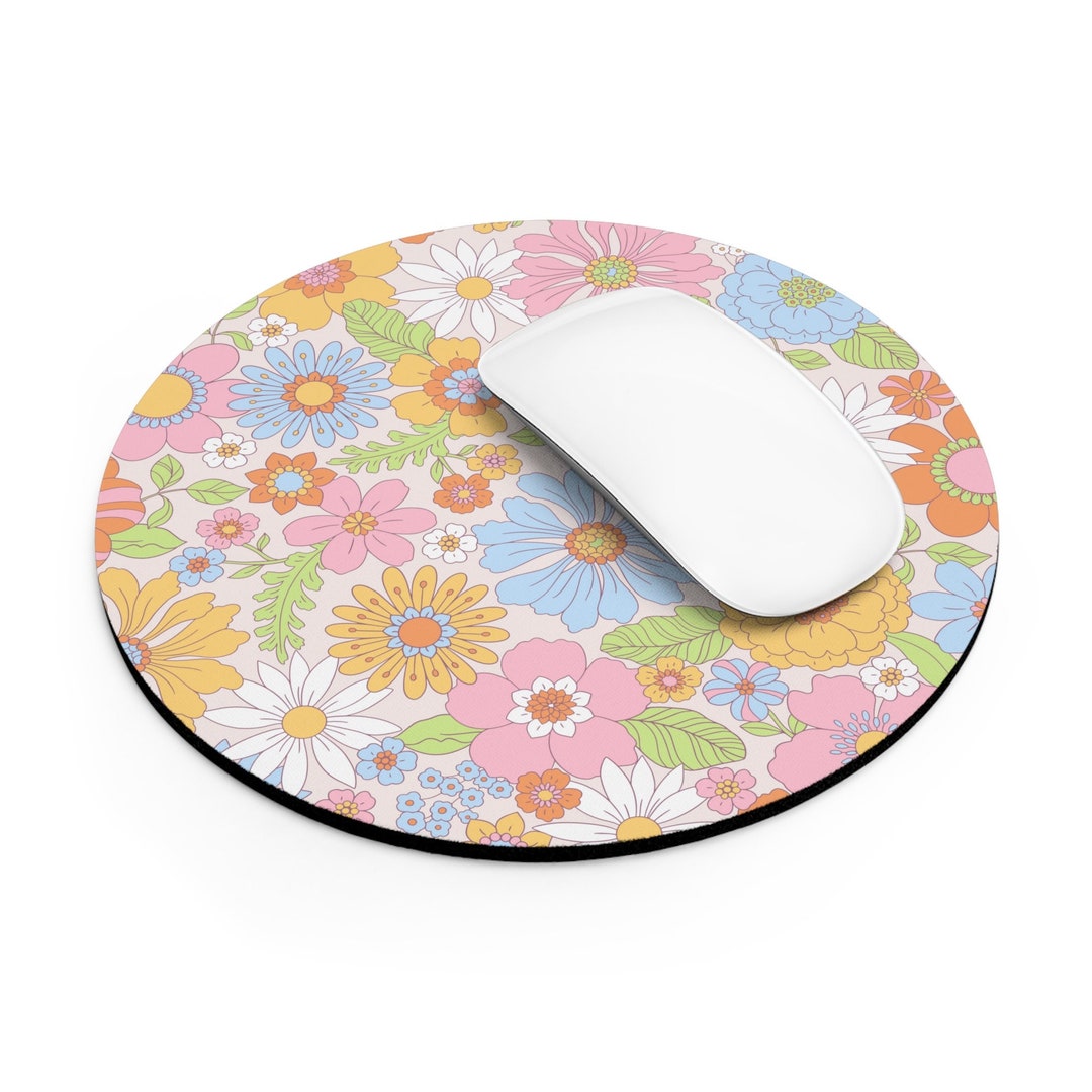 Retro Flower Mouse Pad Pink Mouse Pad Pink Desk Aesthetic Office Decor ...