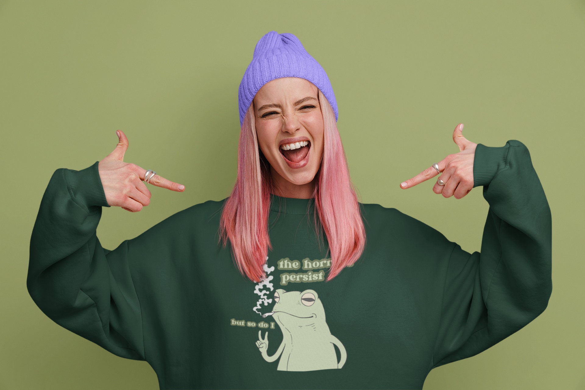 The Horrors Persist Frog Sweatshirt, Froggy, Funny Cottage Core, Frog ...